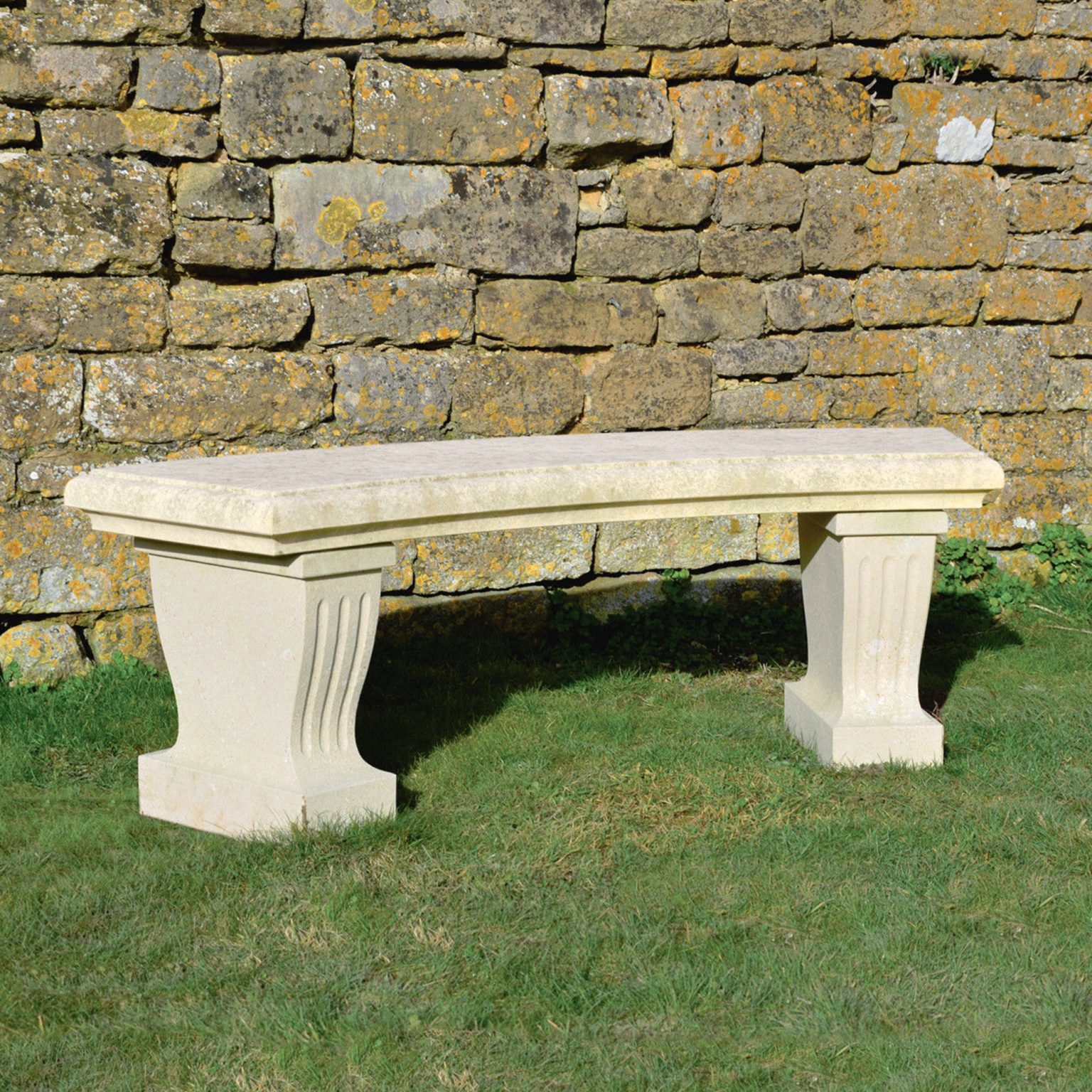 The Classic Curved Stone Garden Bench | Heritage Handmade Garden ...