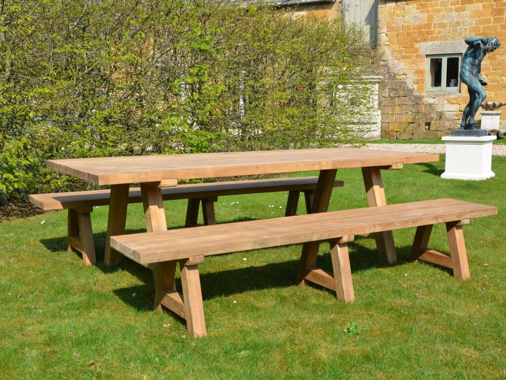 The Farmhouse Garden Dining Table and Benches Set | Heritage Handmade ...