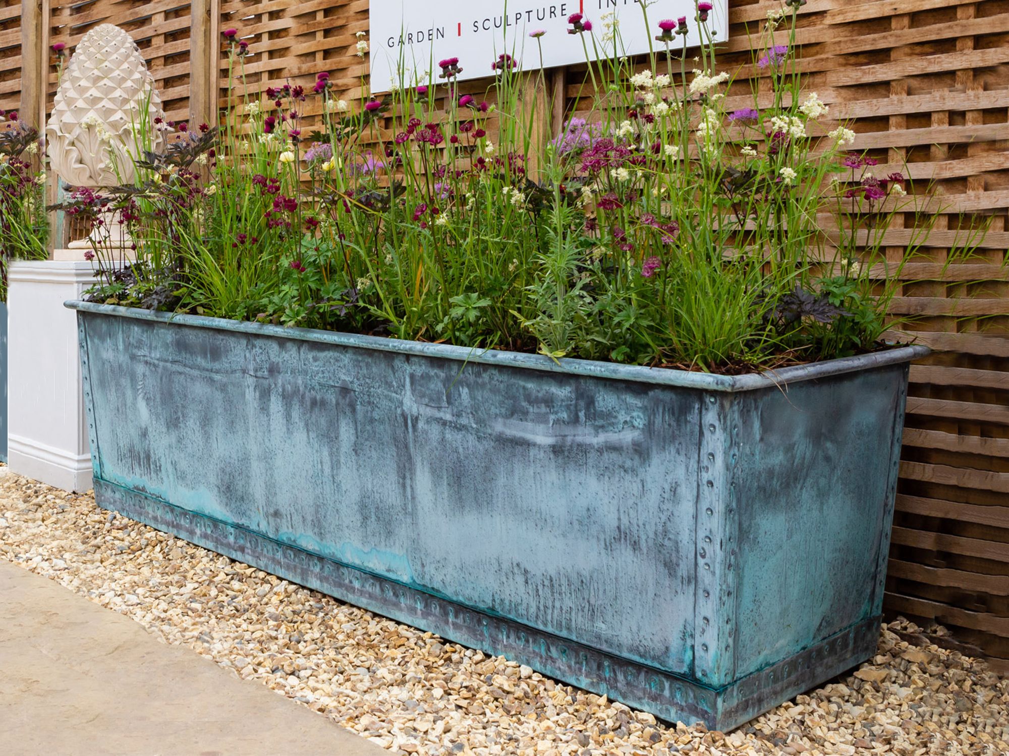 The Rectangular Copper Garden Planter Rolled Edge - Large Wide ...