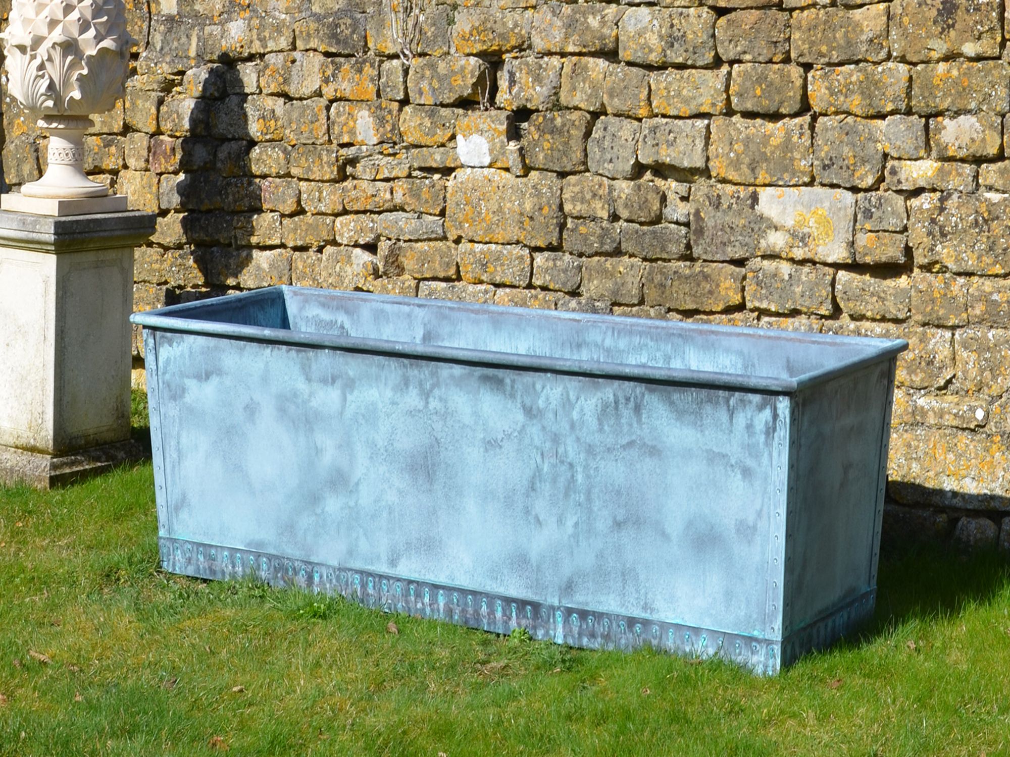 The Rectangular Copper Garden Planter Rolled Edge - Medium Wide ...