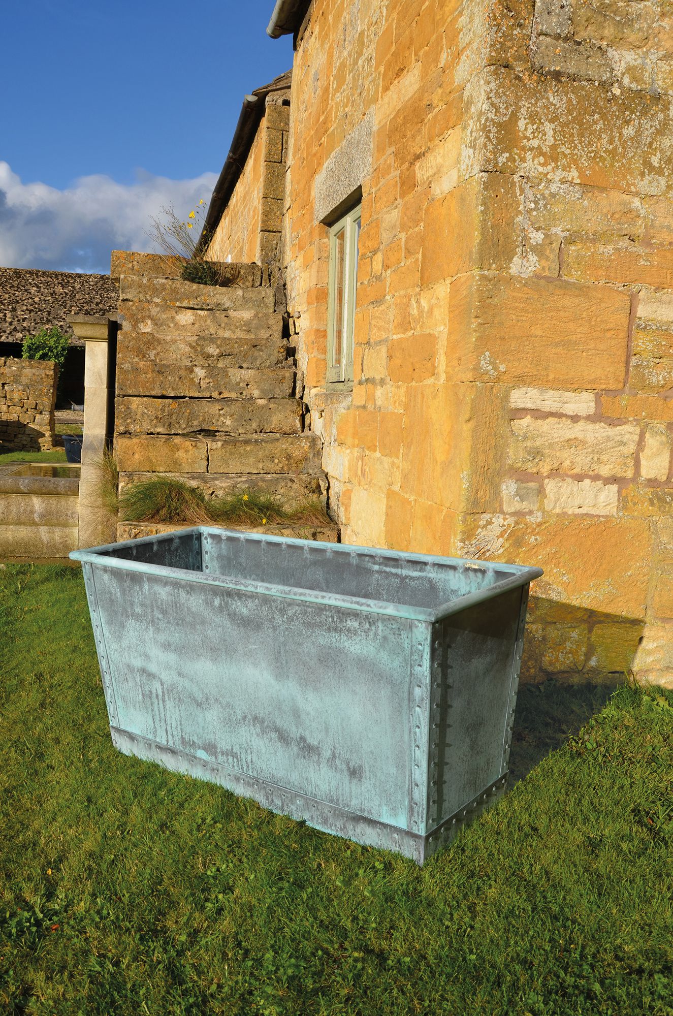 The Rectangular Copper Garden Planter Rolled Edge Narrow - Small ...