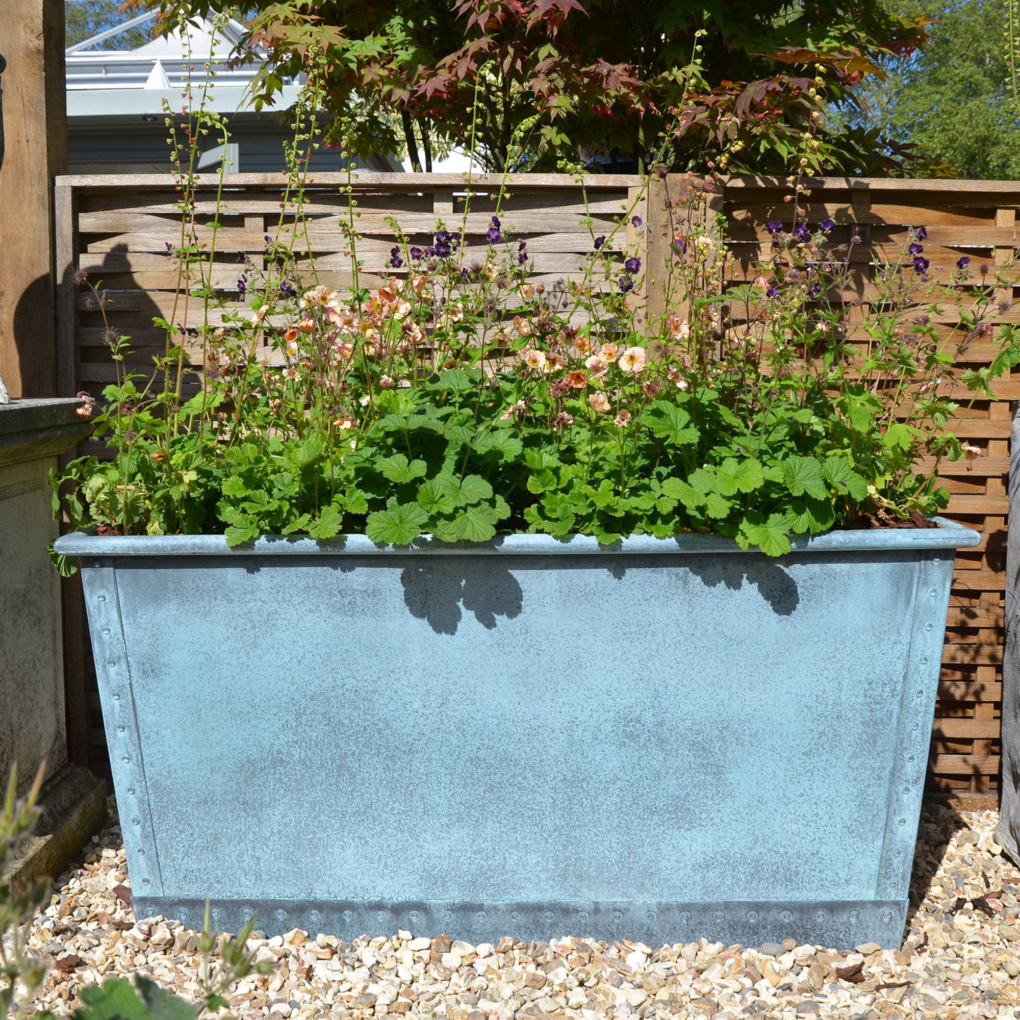 The Rectangular Copper Garden Planter Rolled Edge Wide - Small ...