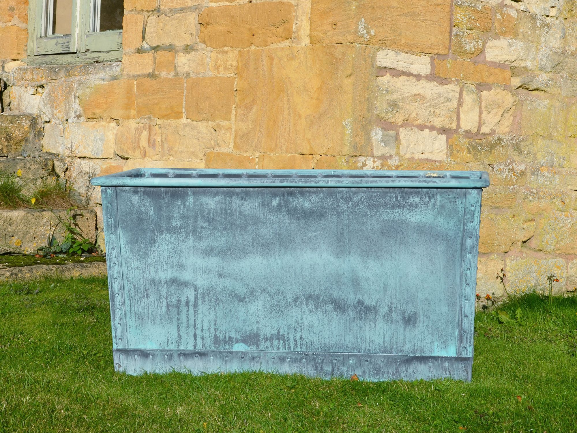 The Rectangular Copper Garden Planter Rolled Edge Wide - Small ...