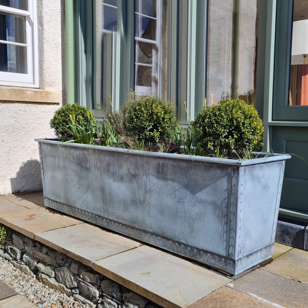 The Rectangular Copper Garden Planter Rolled Edge Narrow - Large ...