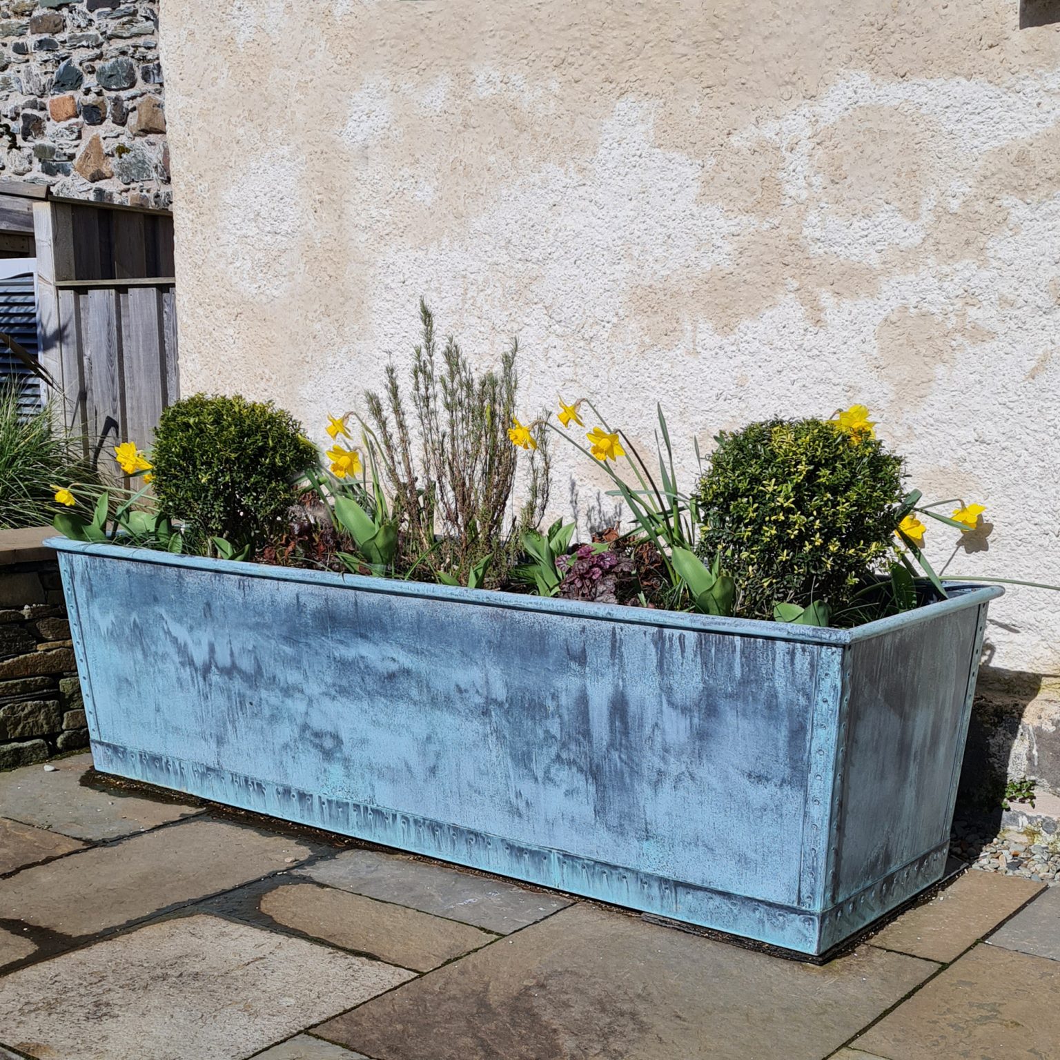 The Rectangular Copper Garden Planter Rolled Edge Wide - Large ...