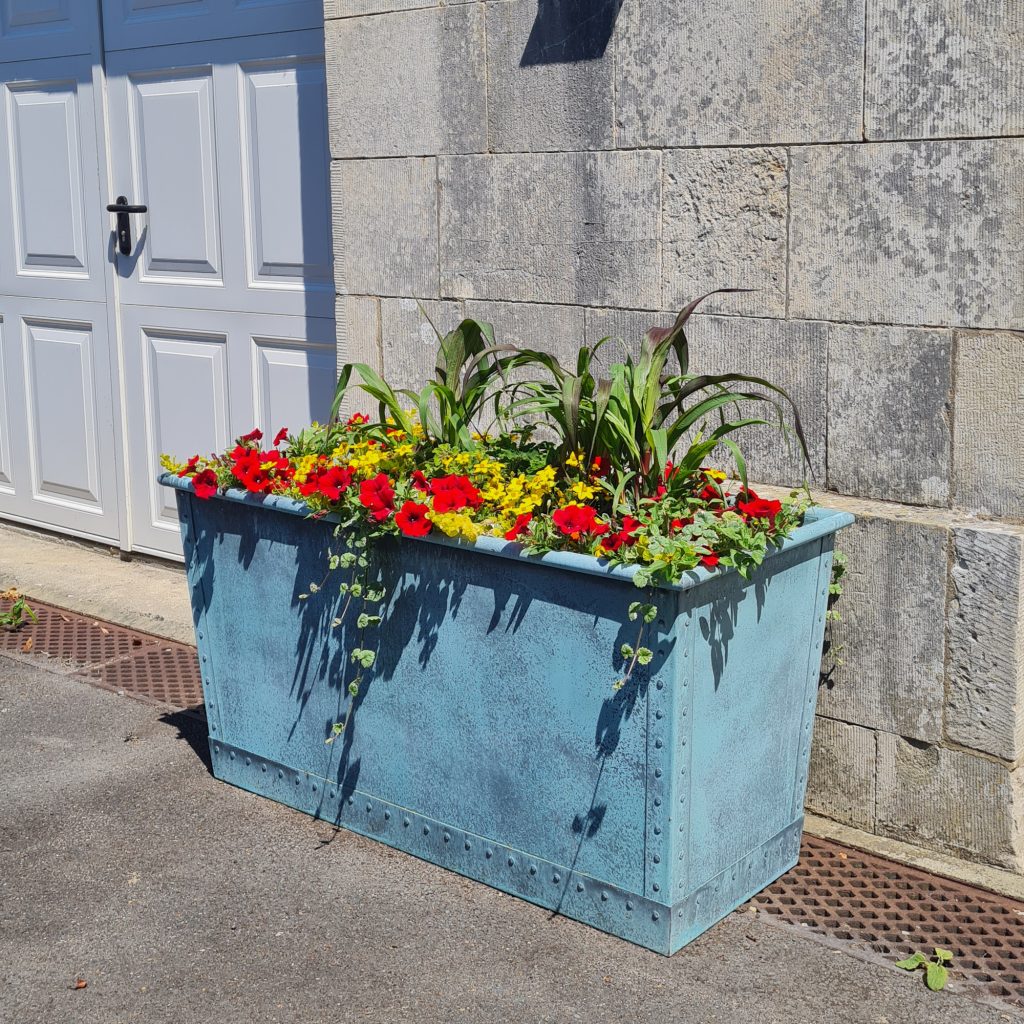 The Rectangular Copper Garden Planter Rolled Edge Narrow - Small ...