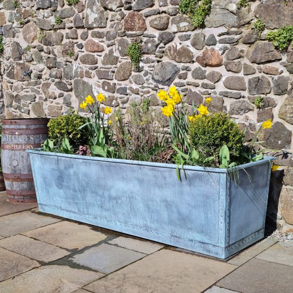 The Rectangular Copper Garden Planter Rolled Edge Wide - Large ...