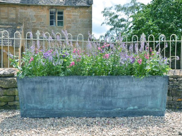 The Rectangular Copper Garden Planter Rolled Edge Narrow - Large ...